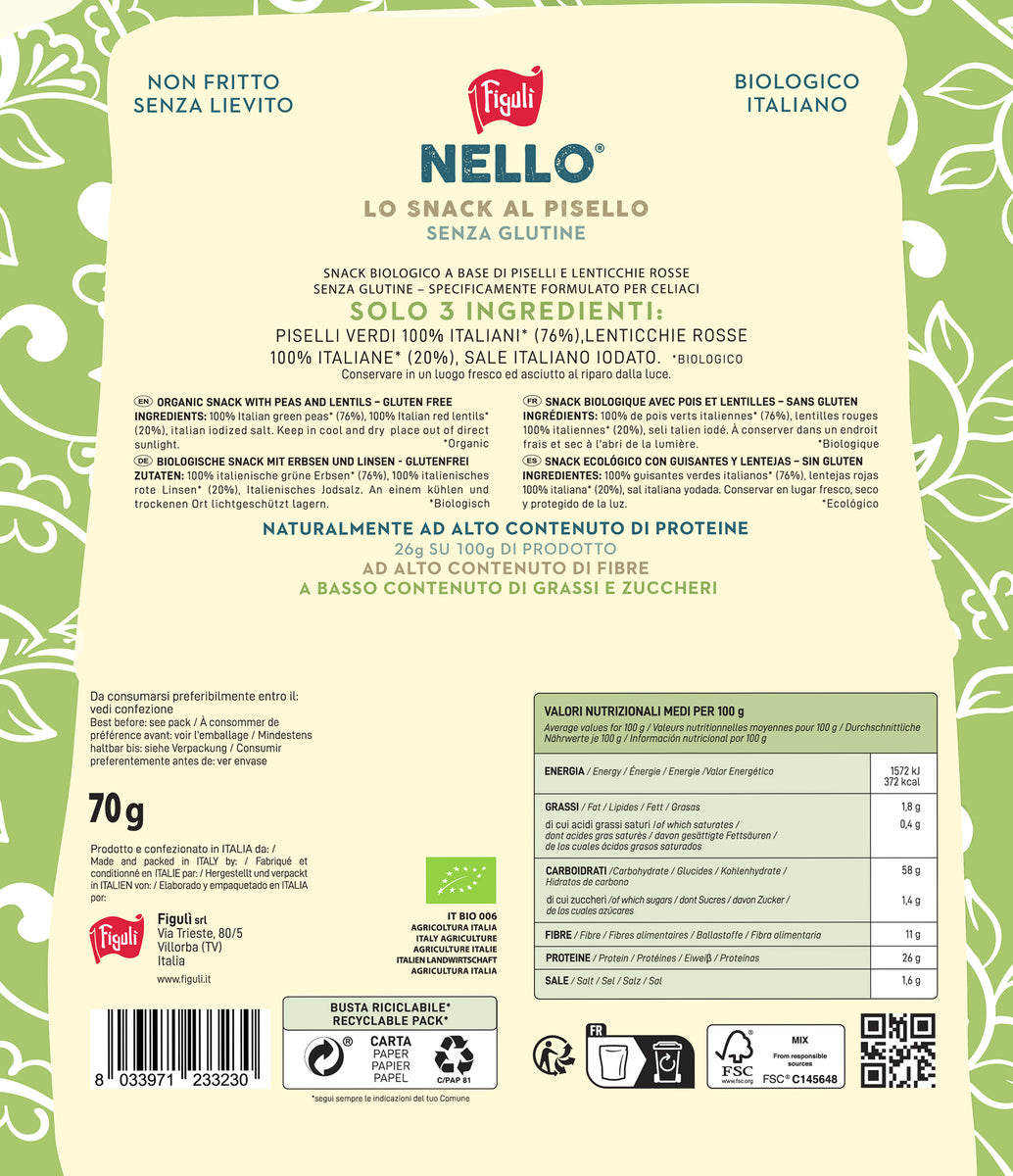 NELLO SNACK BIO - Lo snack al pisello – Figulì - Shop
